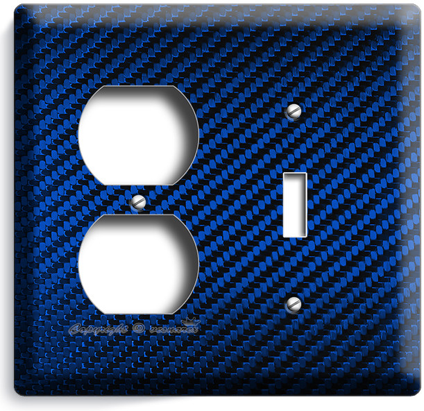 NAVY BLUE CARBON FIBER LOOK LIGHT SWITCH OUTLET COVER WALL PLATE GARAGE ...