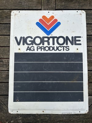 Embossed Metal Vigortone Ag Products Sign/Price Board, Press Sign Co ...