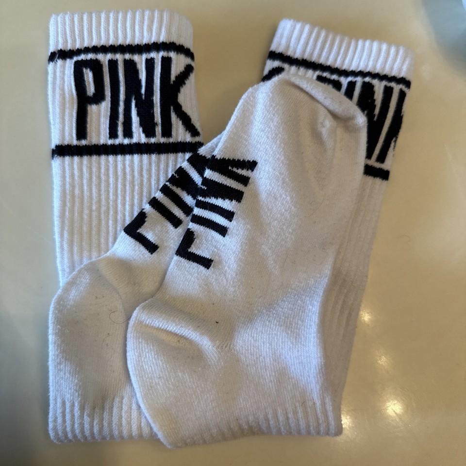 Victoria’s Secret Pink white & black Knee High Socks O/S | eBay