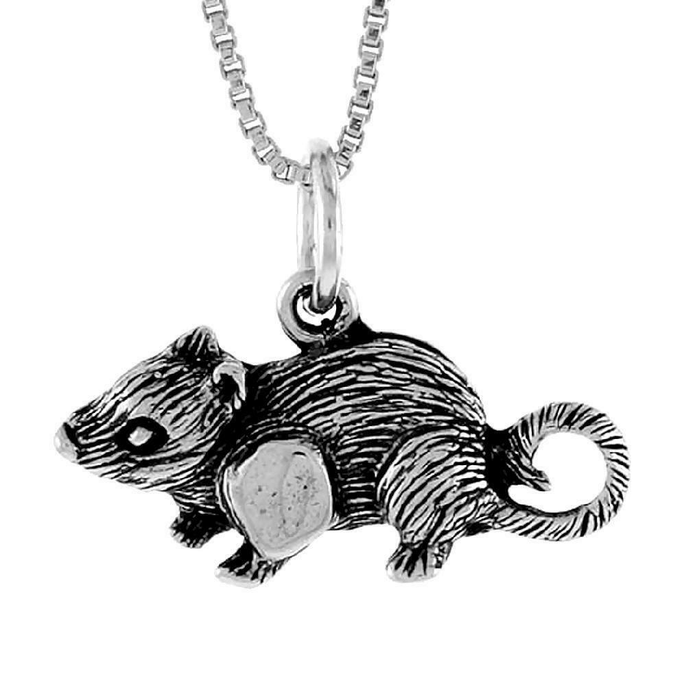Sterling Silver RAT, MOUSE Pendant / Charm, Italian Box Chain | eBay