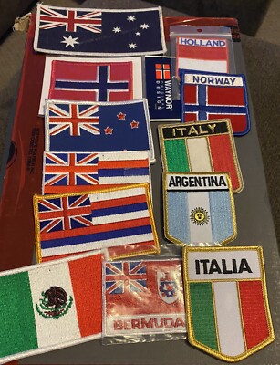 VTG Lot Of 12 Assorted Country Flag & Shield Patches | eBay