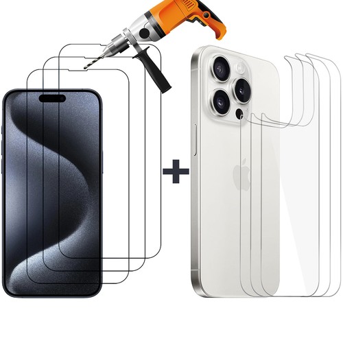 3Set Tempered Glass Screen Protector for Apple iPhone 15 PRO Front and ...