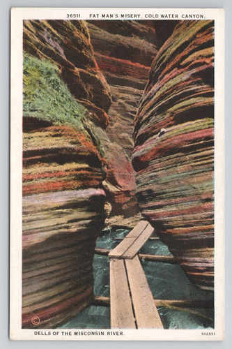 Postcard Fat Man's Misery Cold Water Canyon Dells of The Wisconsin ...