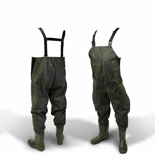 Adult Chest Waders Waterproof PVC Flood Work Fly Coarse Fishing Size 7 ...