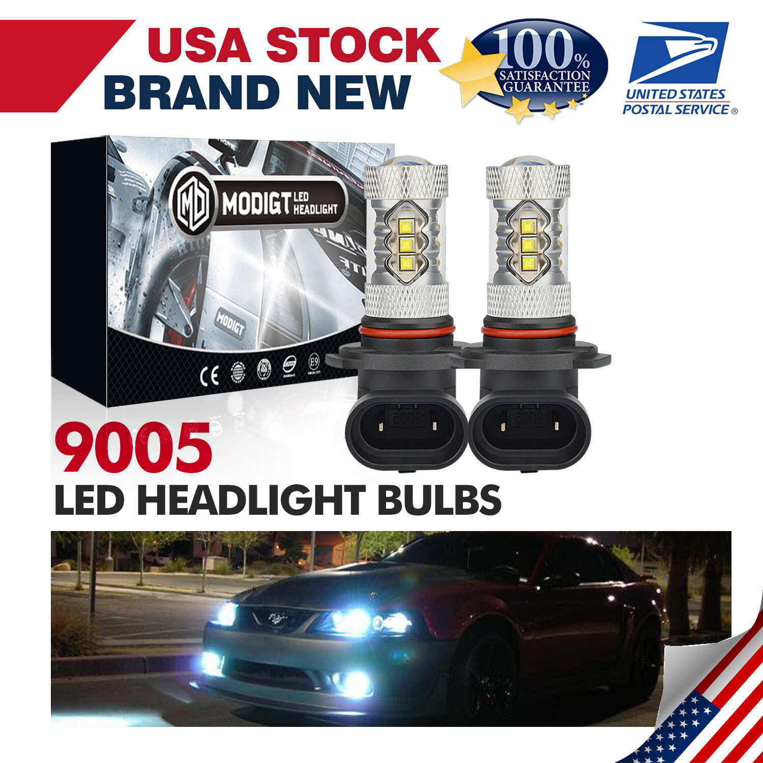 2Pcs 5-side 9005 HB3 LED Bulbs Headlight 6000K Fit For Chrysler Sebring ...