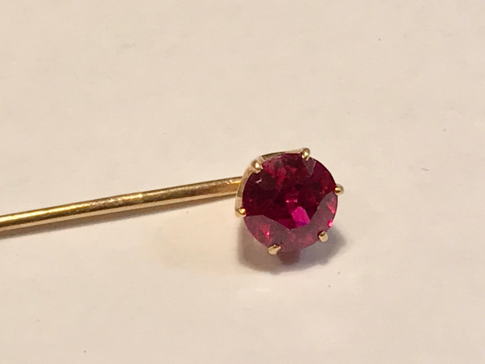 Vtg Large natural Ruby on 14k Gold Stick Pin, Gemologist Tested, Estate ...