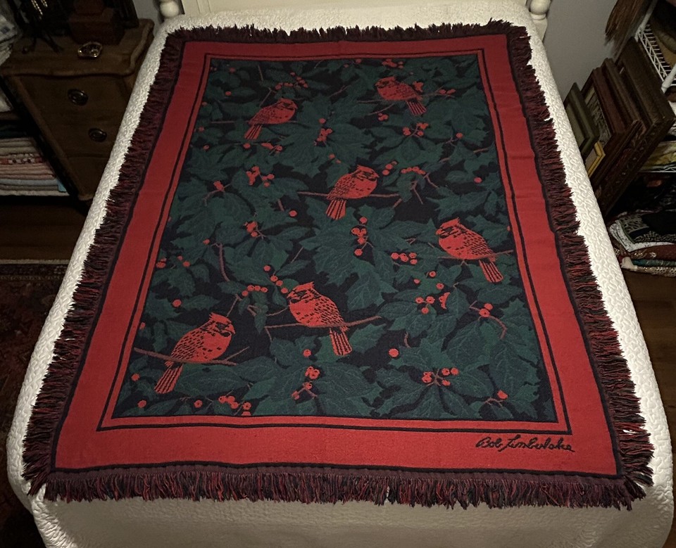 Vintage Bob Timberlake Throw Blanket Cardinals & Holly 53x71 | eBay