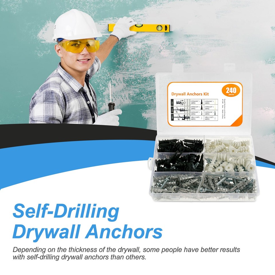 Drywall Screw Kit Hardware Anchoring Bolts Installation Plugs Secure ...