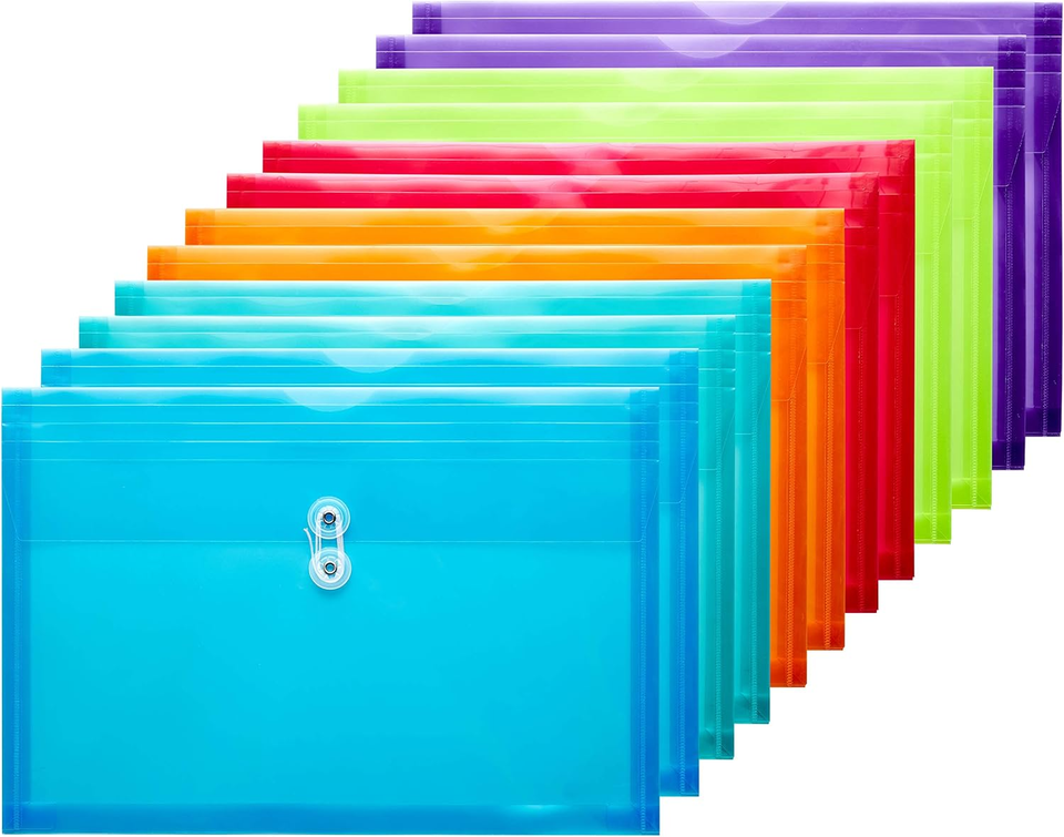 Plastic Legal Size Envelopes with String Tie Closure, 1-1/4" Expansion ...