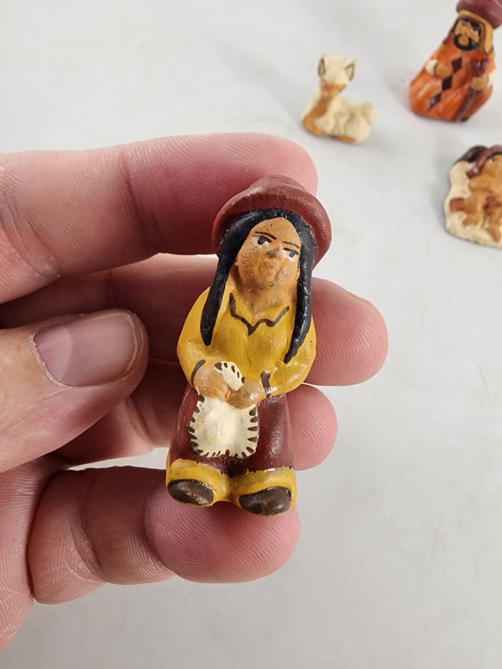 Handmade Pottery Nativity Set of 5 Christmas Peruvian Miniature Red ...