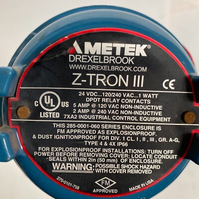 AMETEK Drexelbrook Z-Tron III Level Control Switch Sensor Instrument ...