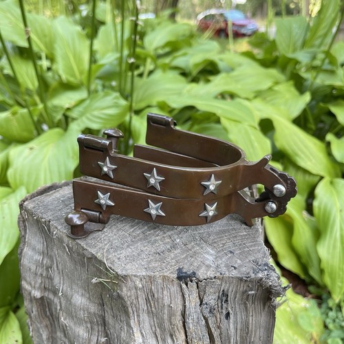 Vintage? Boot Spurs Star Design Bull Riding Cowboy Metal Brown Silver ...