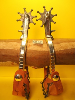 Vintage Kids Star Rowel Metal Spurs with Leather Straps and Heel Chains ...