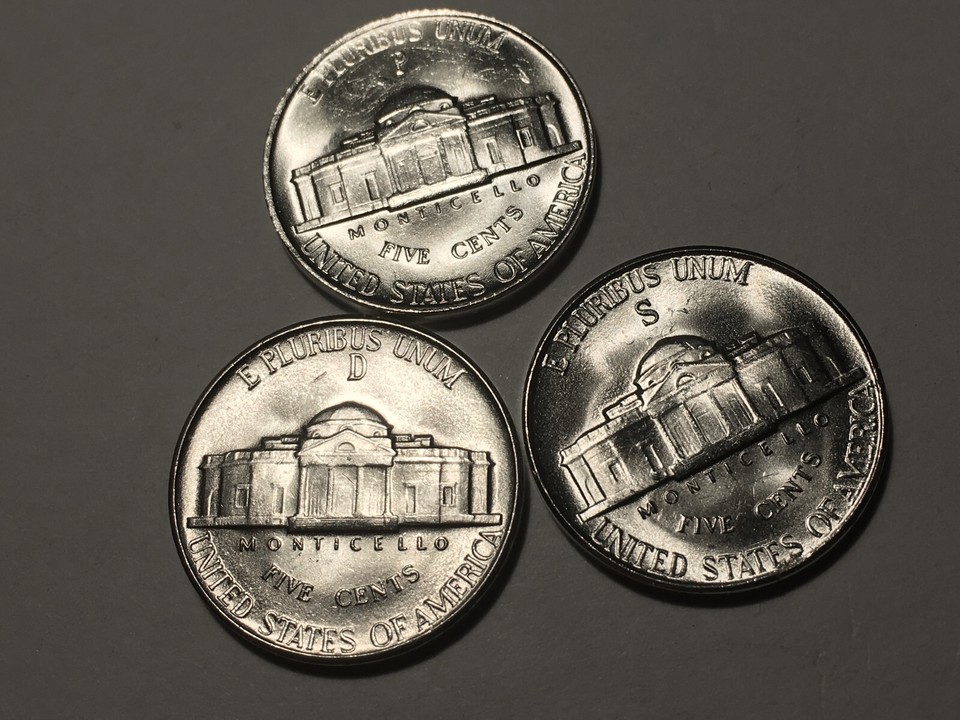 1945 P-D-S Ch/Gem BU+ SUPERB!! Silver Jefferson Nickels Set of 3 ...