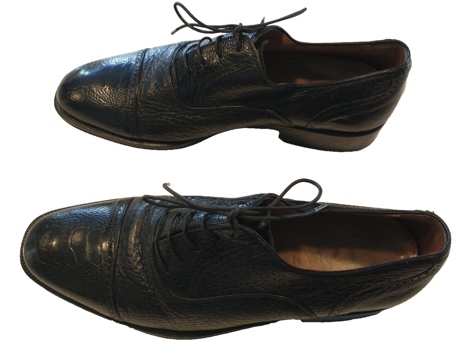 Magnanni Men's Dress Shoe Color Black Ostrich Size 7.5 D Wing Tip | eBay