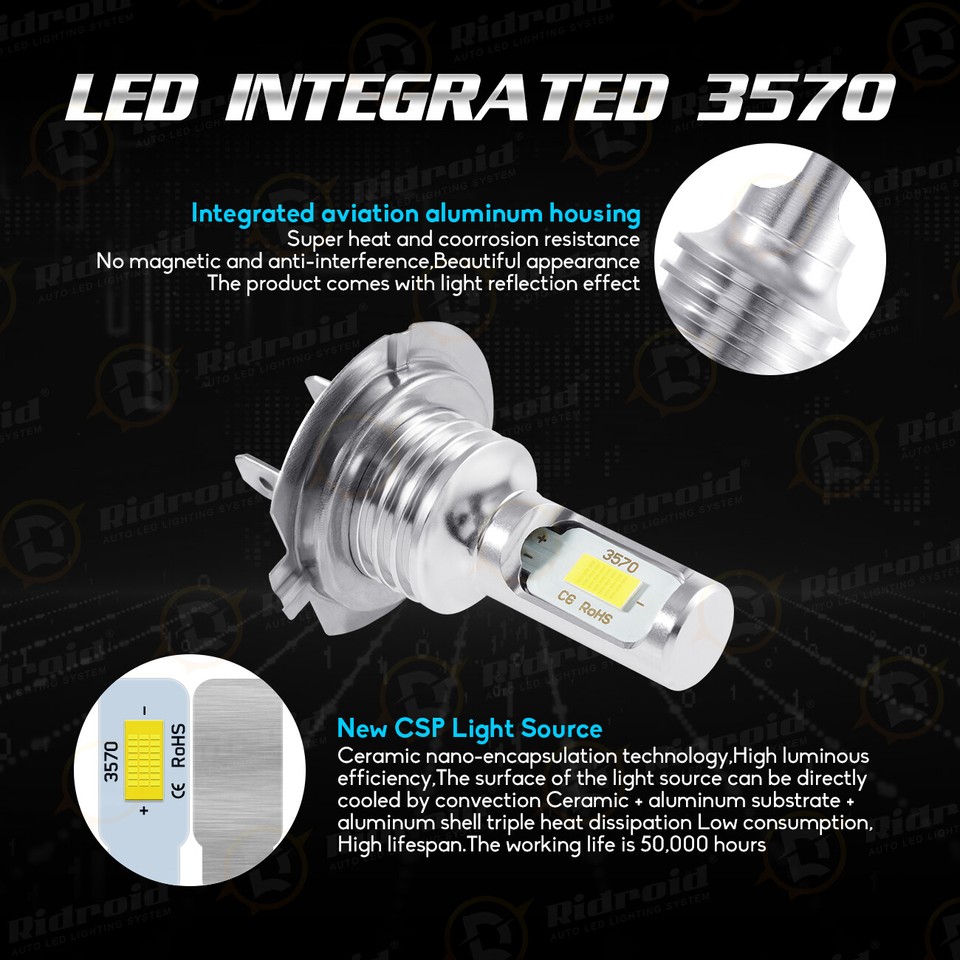 Mini H7 + H7 LED Headlight Bulb Kits Combo High Low Beam 240W 52000LM ...