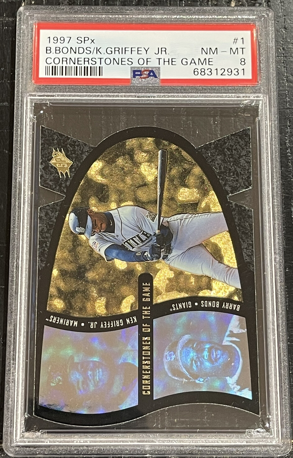 1997 SPx Cornerstones Ken Griffey Jr Barry Bonds PSA 8 HOLOGRAM /500 ...