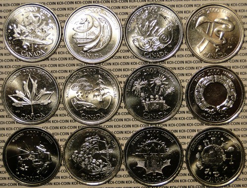 Brilliant Uncirculated 2000 Canada Millennium 12 Quarter 25 cent 25c ...