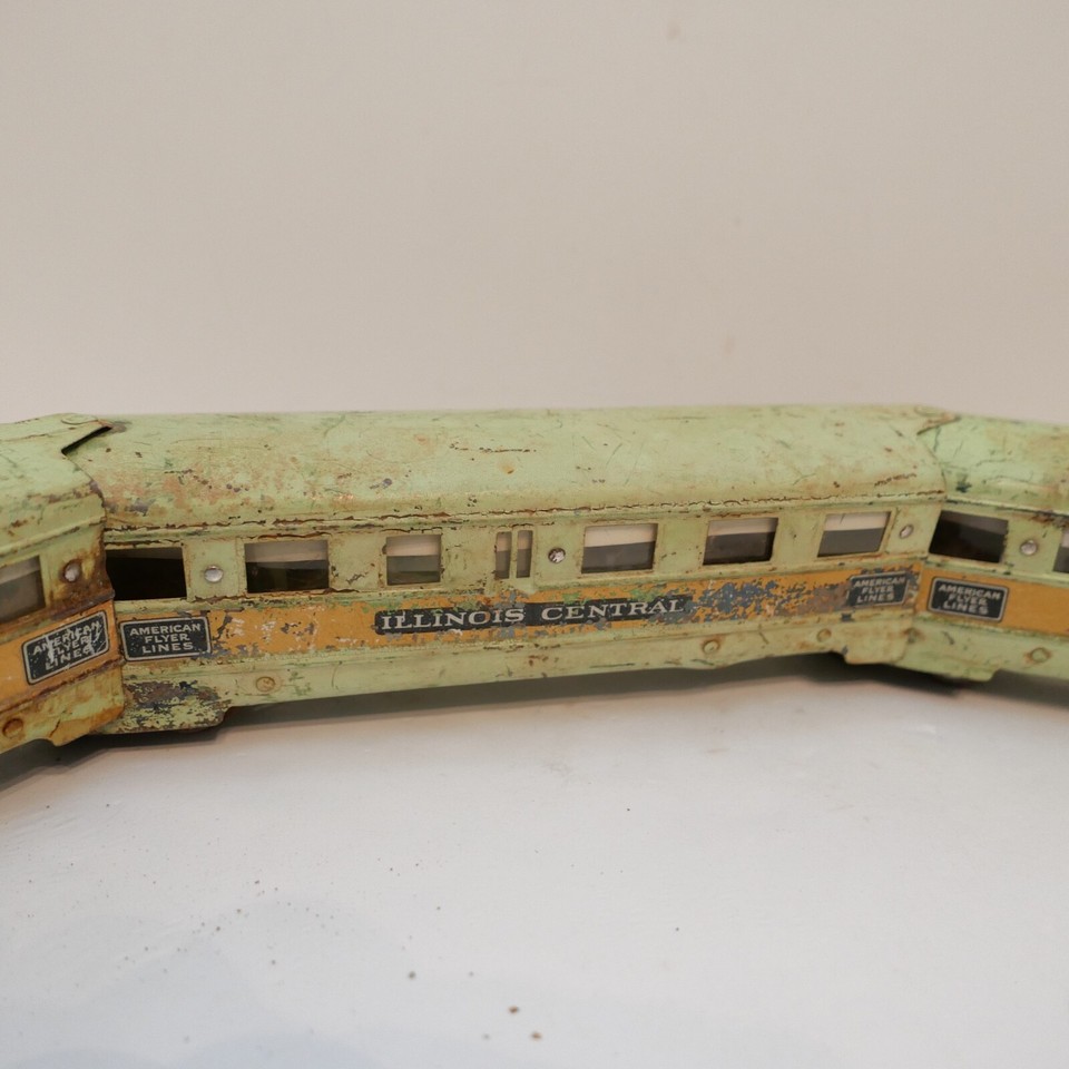 AMERICAN FLYER O GAUGE GREEN DIAMOND ILLINOIS CENTRAL STREAMLINE SET NO ...