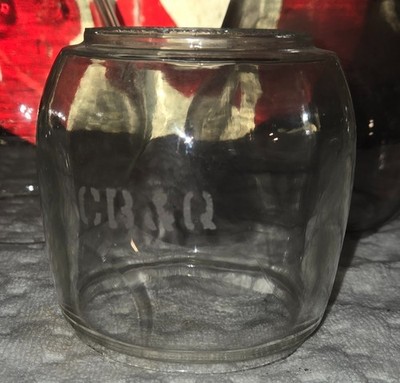4 TALL CLEAR RAILROAD LANTERN GLOBES & 1 SHORT CLEAR ETCHED C B & Q ...