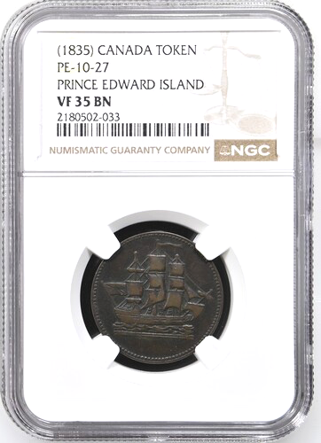 1835 Canada Prince Edward Island, 1/2 Penny Token NGC VF 35, Charlton ...