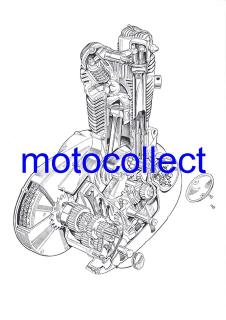 Triumph 500cc Pre Unit Engine ..exploded View A3 Drawing .. Postage to ...