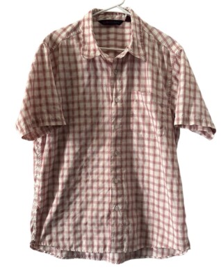 Bullhead Brand Pink White Plaid Short Sleeve Button Up Shirt Men’s Size ...