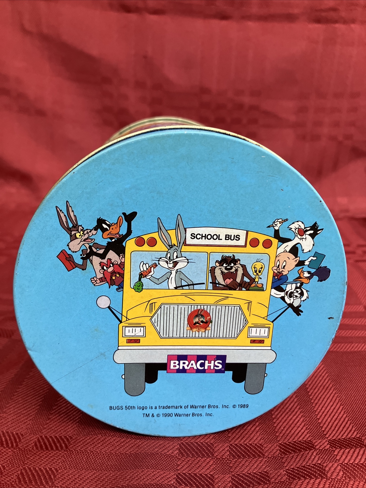 Looney Tunes School Bus Brach's Candy Corn Tin Container 1990 Bugs 50th ...