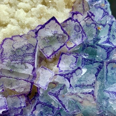 210G Natural Purple "QR Code"Fluorite Cluster Crystal Mineral Specimen ...