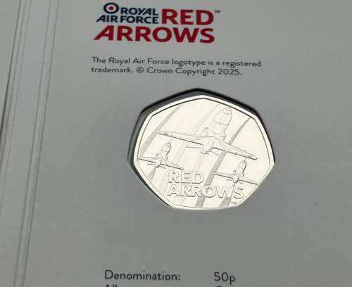 2025 THE RED ARROWS FIFTY 50 PENCE COIN BRILLIANT UNCIRCULATED BU COIN ...