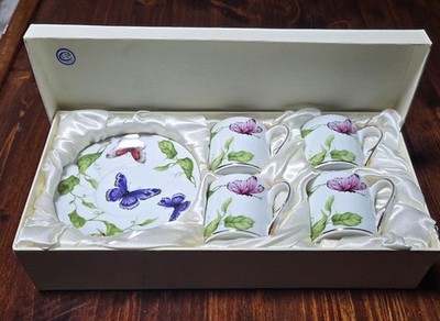 Godinger & Co. Butterfly Garden (8) Piece Coffee Tea & Saucer Set In ...