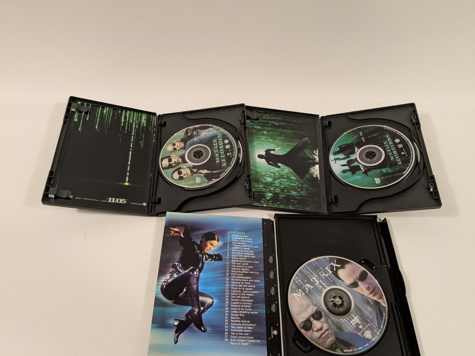 Lot of 3 Action DVDs Matrix Trilogy Reloaded Revolutions Widescreen 2 ...