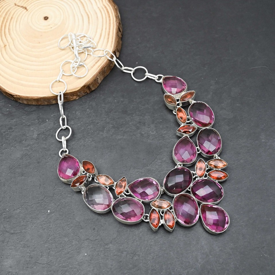 Bi-Color Tourmaline Garnet Gemstone 925 Sterling Silver Jewelry ...