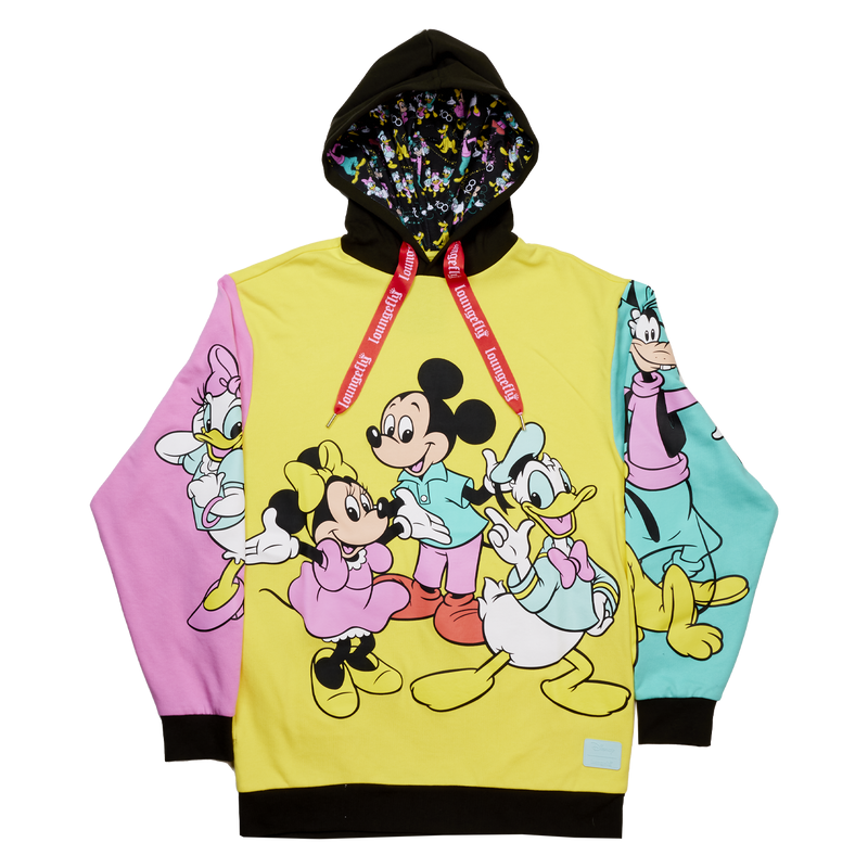 LOUNGEFLY Disney100 Mickey & Friends Classic Color Block Unisex Hoodie ...