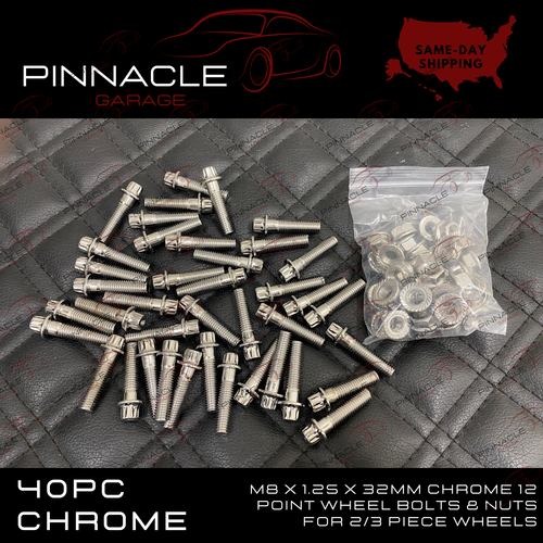 40 WHEEL ASSEMBLY BOLTS & NUTS FOR 2 / 3 PIECE WHEELS RIM 32mm M8 ...