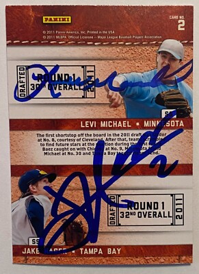 Levi Michael & Jake Hager Signed Panini #2 2911 Card Auto MLB RAD | eBay
