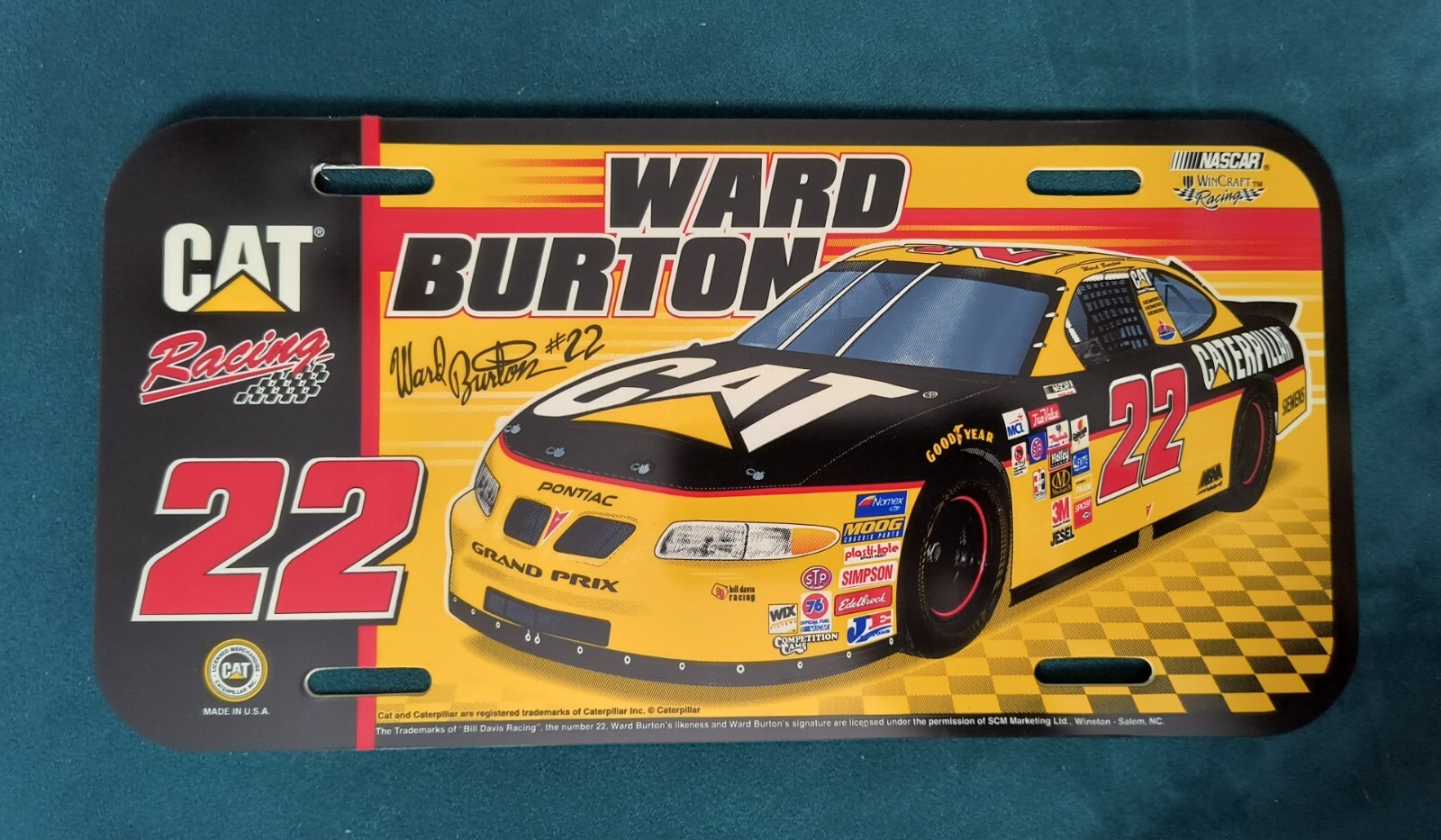 Ward Burton #22 Nascar Plastic License Plate | eBay