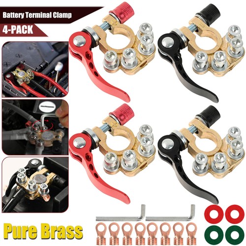4Pcs Car Battery Terminals Connector Clamp Quick Release Adjust ...