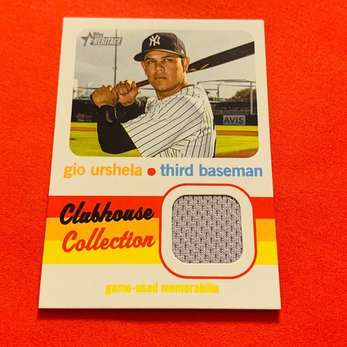 Gio Urshela .. MATERIAL RELIC .. Yankees .. 2020 Topps Heritage Card ...