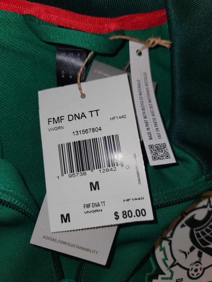 adidas Mexico Jacket DNA Track Top 22/23 HF1440 Men’s Medium FIFA World ...