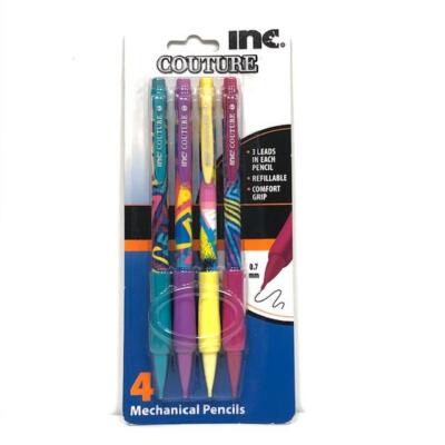 4 Mechanical Pencils INC® COUTURE 0.7 Soft Comfort Grip HB #2 Lead NEW ...