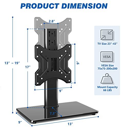 Universal Swivel Tabletop TV Stand for Flat Screens 23 24 26 32 39 40 ...