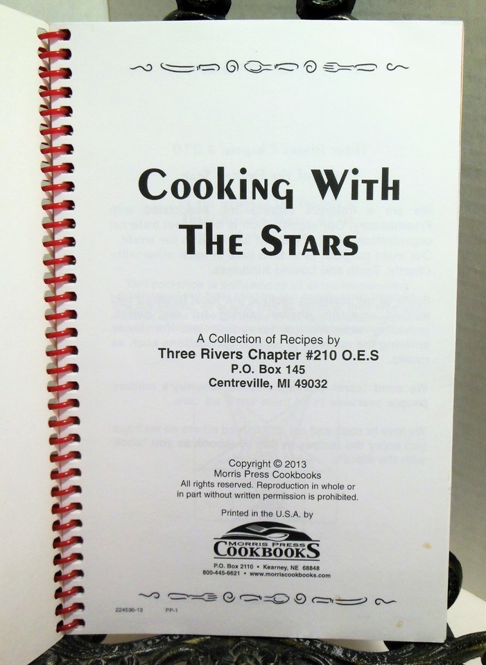 Three Rivers Michigan Order of the Eastern Star Cookbook OES Recipes ...