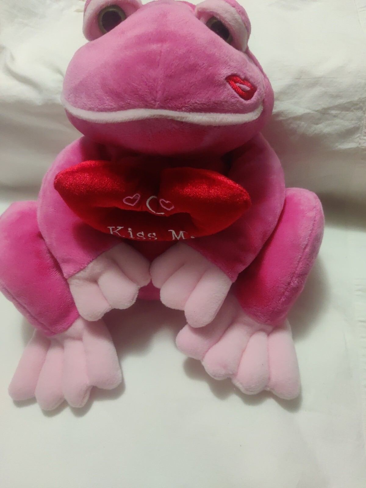 Caltoy Pink Plush Frog 14" Kiss Me Valentines Lips Cheek Stuffed Animal ...