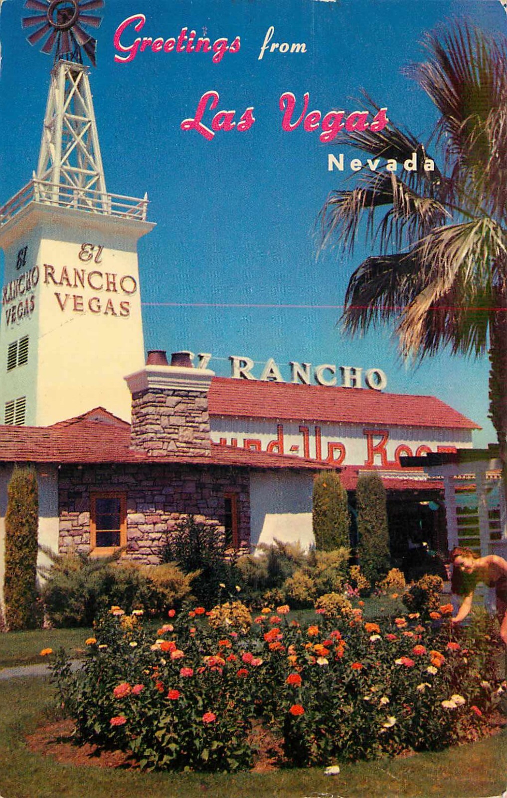 Postcard Nevada Greetings Las Vegas el Rancho Vegas Hotel 1959 | eBay