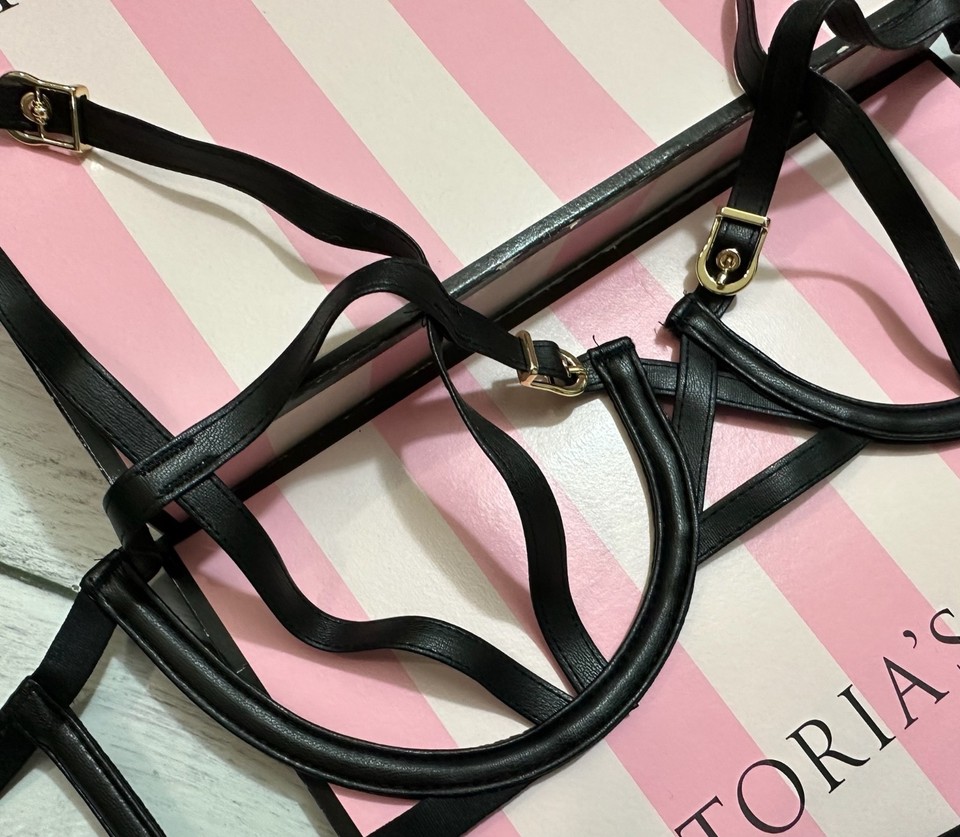 Victoria’s Secret Faux Leather Very Sexy Open-Cup Balconette Bra Thong ...