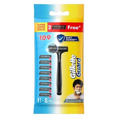 Gillette Guard Platinum Coated Razor with 8 Blades | Smooth ...