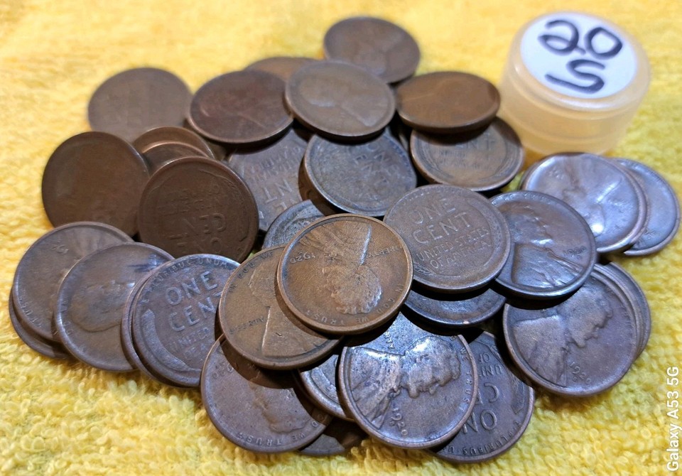 1920 S Roll (50 coins) of Lincoln Cents Average Condition Wheat Pennies ...