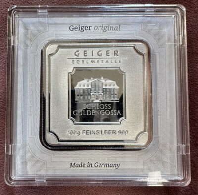 100 gram Silver Bar - Geiger Edelmetalle (Original Square Assay) Serial ...