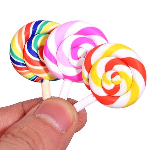 4Pcs Rainbow Color Lollipops Dollhouse Party Candy Miniature LollipopY ...